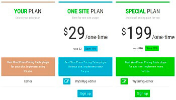Pricing Table Builder WordPress plugin with Example