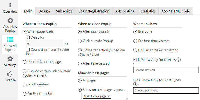 Open Popup when Page Loads with Time Delay. WordPress Popup plugin