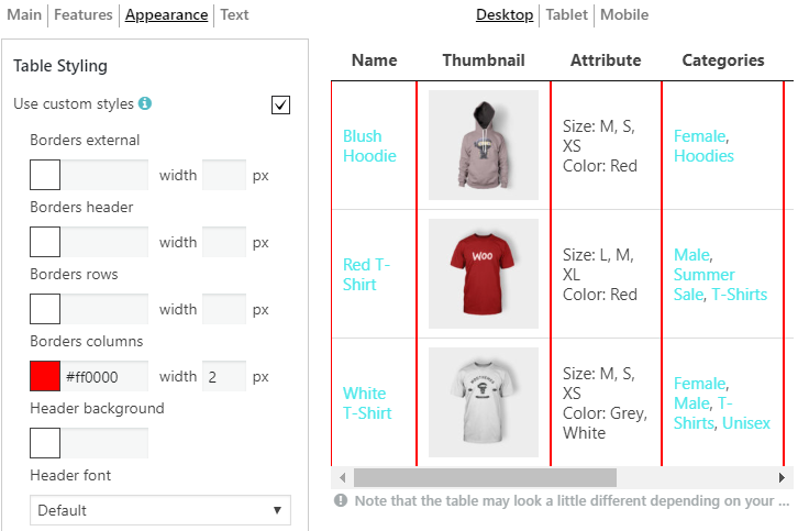 Product Table design | Ultimate WordPress Plugins by Supsystic