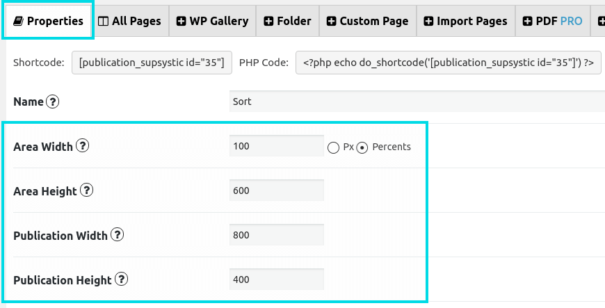 Properties Tab Ultimate WordPress Plugins By Supsystic