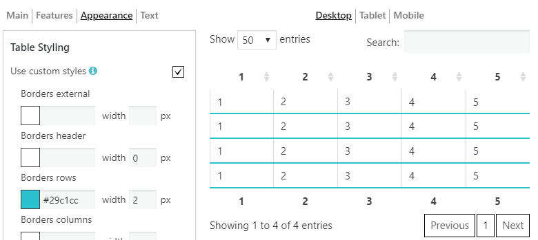 Custom Table Styles | Ultimate WordPress Plugins by Supsystic
